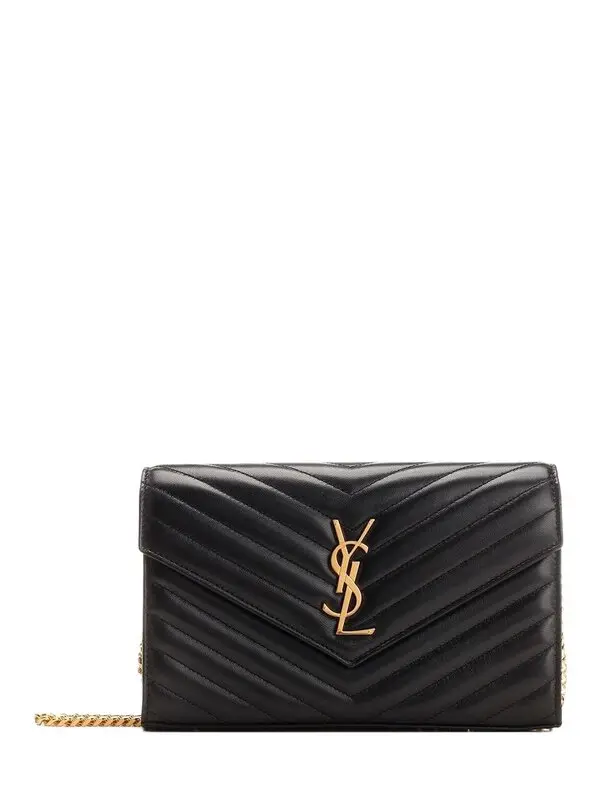 Saint Laurent Cassandre Wallet On Chain - Black