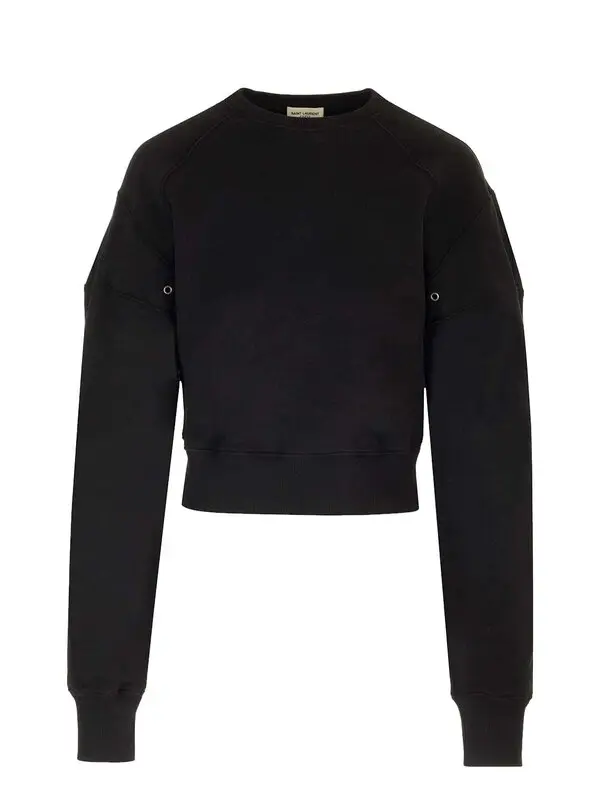 Saint Laurent Cropped Sweatshirt - Black