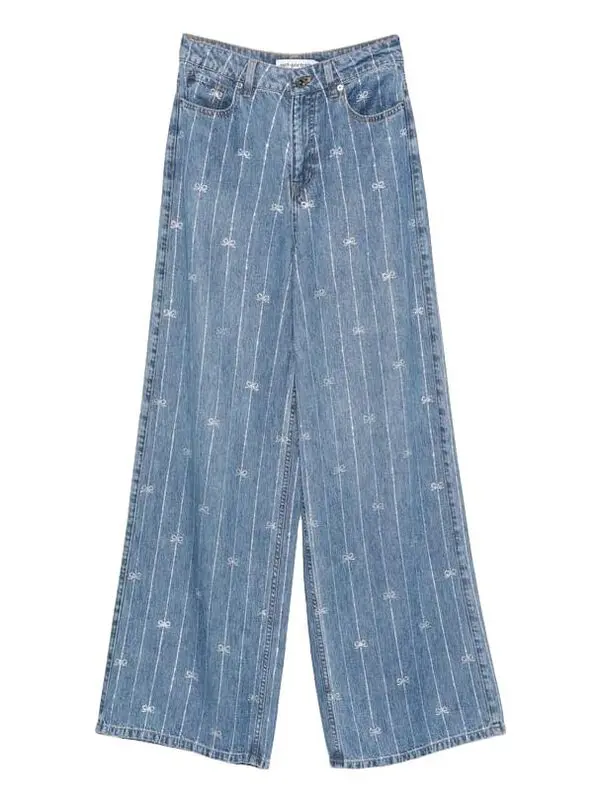 SELF-PORTRAIT Denim Wide-leg Jeans - Blue
