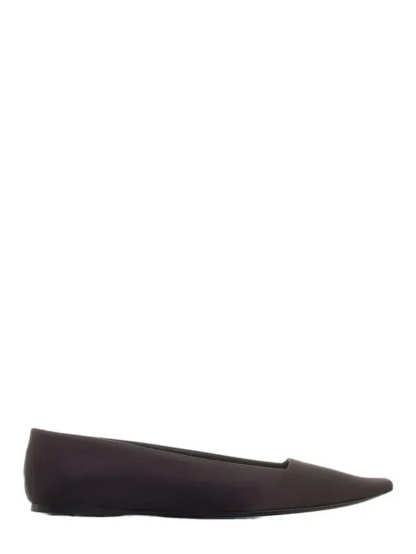 Saint Laurent Poppy Crepe Satin Flat Shoes - Black