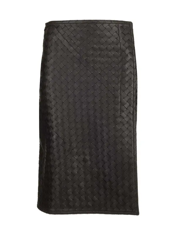 Bottega Veneta Leather Pencil Skirt - Brown
