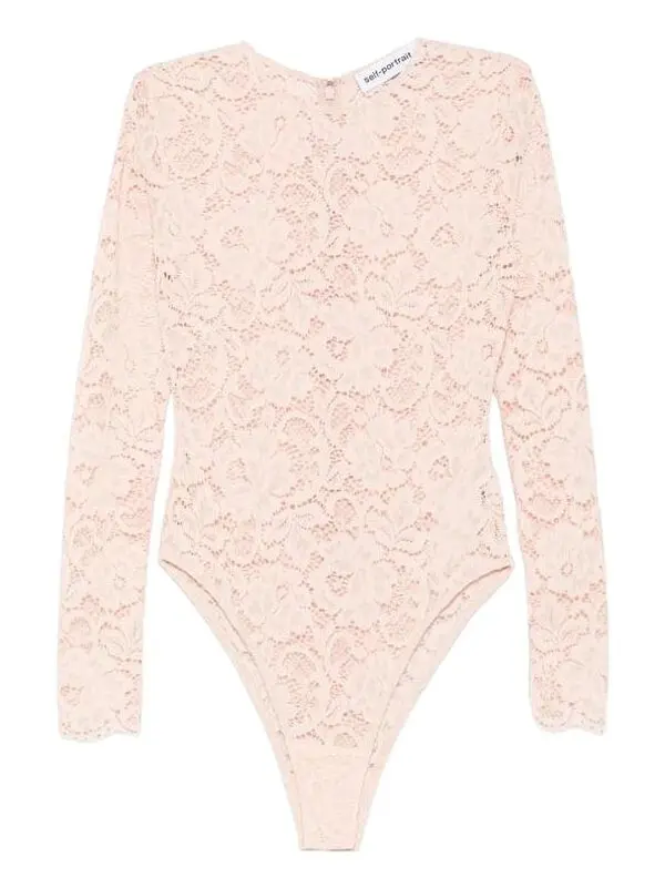 SELF-PORTRAIT Floral Lace Long Sleeve Top - Cream