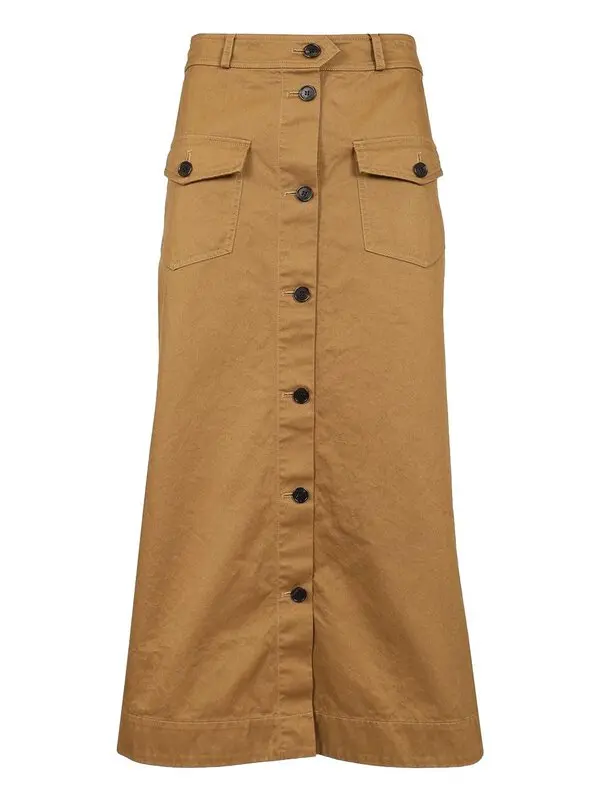 Saint Laurent Cotton Midi Skirt - Brown