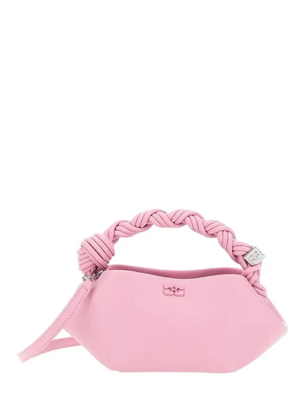 GANNI Bou' Pink Mini Handbag With Butterfly Plaque On The Front And Adjustable And Removable Strap In Leather Blend For - Multicolor