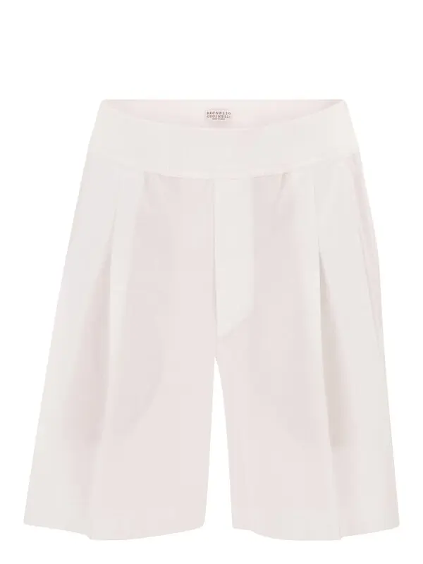 Brunello Cucinelli Stretch Cotton Piqué Active Shorts - White