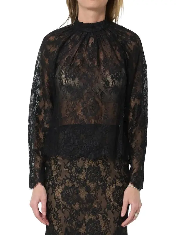 SELF-PORTRAIT Lace High Neck Blouse - Black