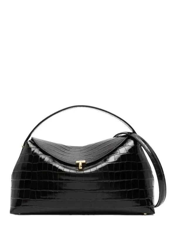 TOTEME Crocodile Embossed Leather Shoulder Bag - Brown