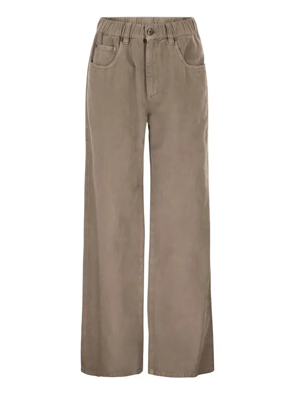 Brunello Cucinelli Contemporary Trousers In Cotton And Linen - Brown