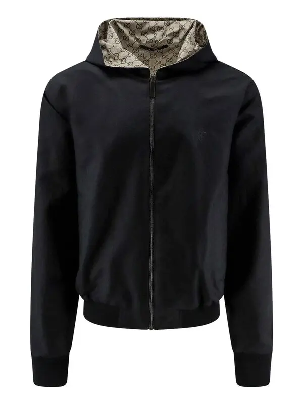 Gucci Reversible Cotton And Gg Nylon Jacket - Black