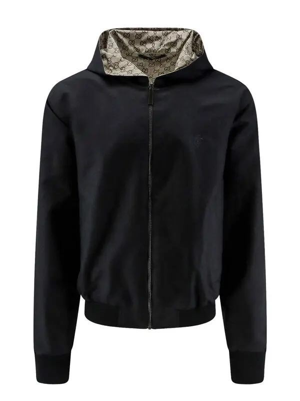 Gucci Reversible Cotton And Gg Nylon Jacket - Black