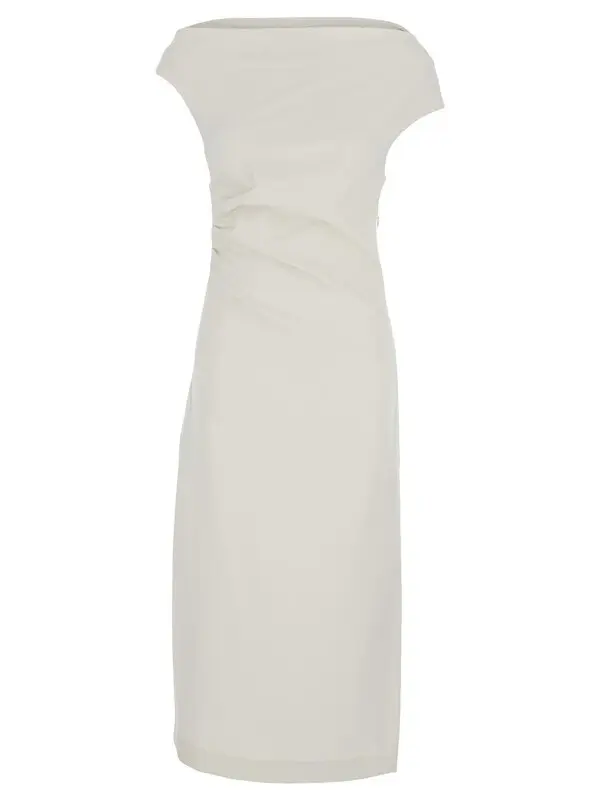 P.a.r.o.s.h Long Dress With Square Neckline And Draped Details - Multicolor