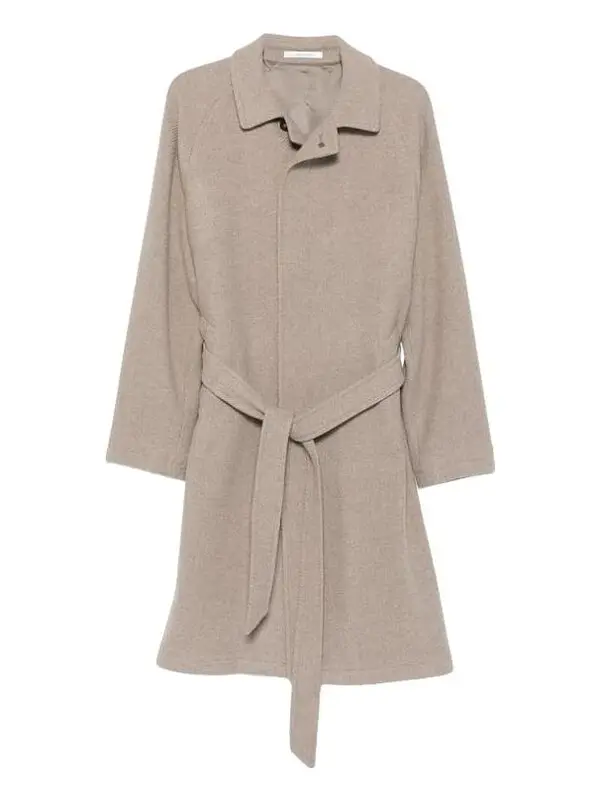 Tagliatore Single-breasted Belted Coat - Cream