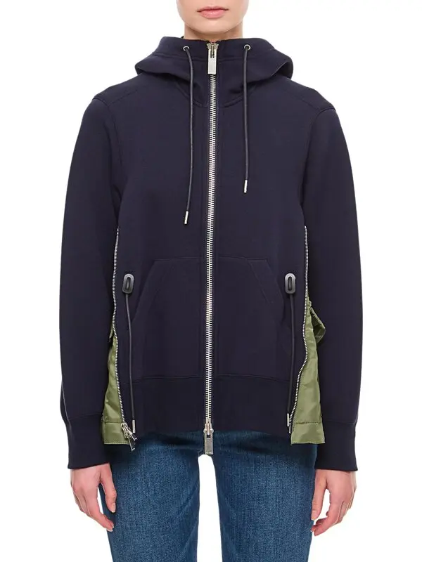 Sacai Sponge Sweat And Nylon Twill Hoodie - Multicolor