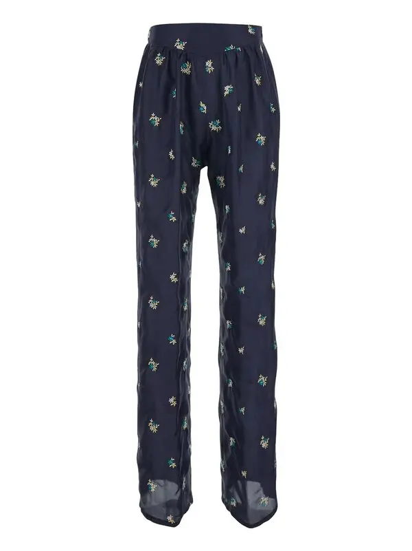 FORTE_FORTE Silk Embroidered Pants - Multicolor