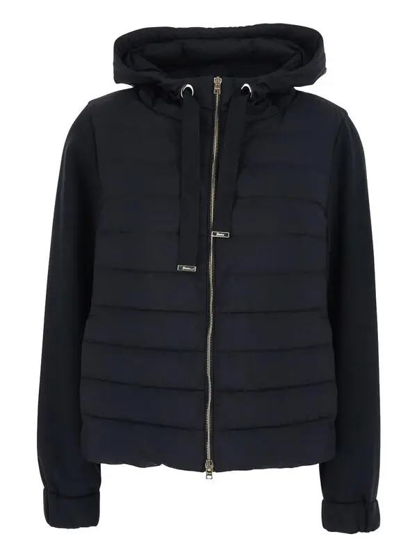 Herno Down Jacket With Drawstring Hood And Quilted Design In Cotton And Tech Fabric - Black
