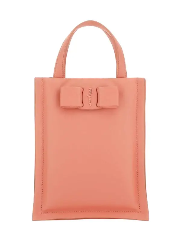 FERRAGAMO Nappa Leather Mini Viva Bow Handbag - Pink