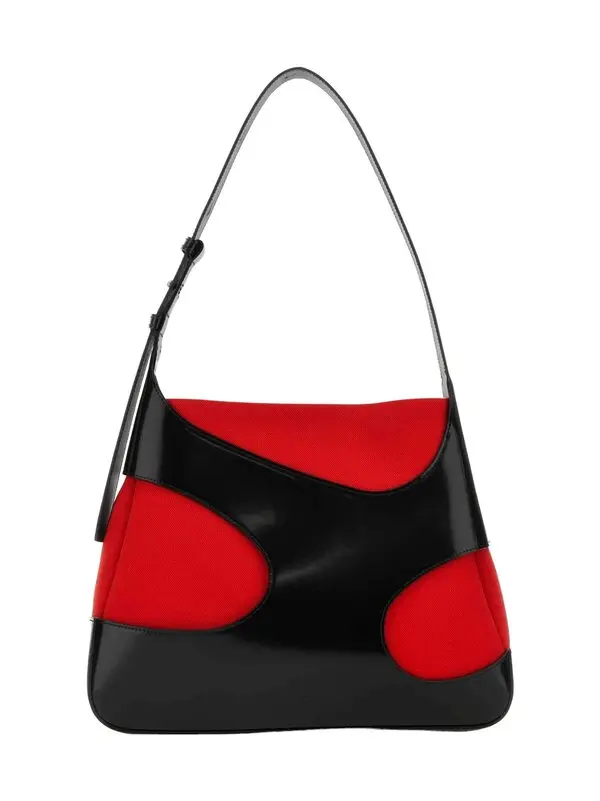 FERRAGAMO Two-tone Leather And Canvas Cut Out L Shoulder Bag - Multicolor