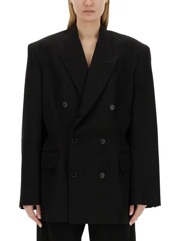 Balenciaga Cinched Wool Jacket - Black