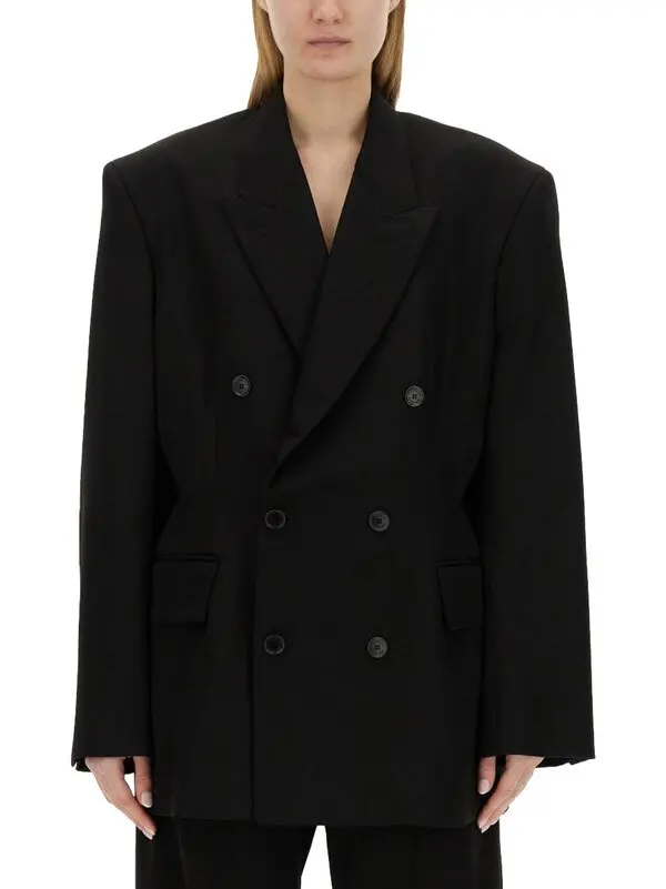 Balenciaga Cinched Wool Jacket - Black
