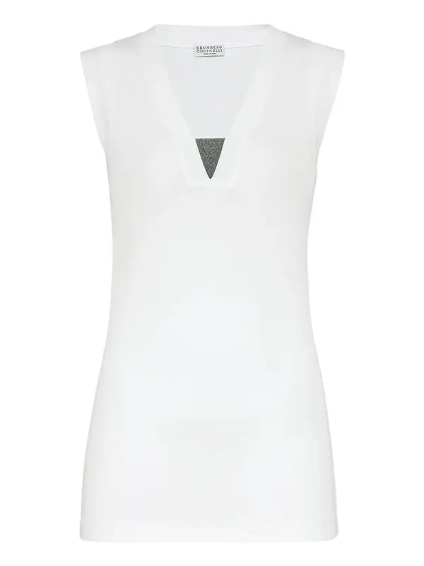 Brunello Cucinelli Stretch Cotton Jersey Tank Top - White