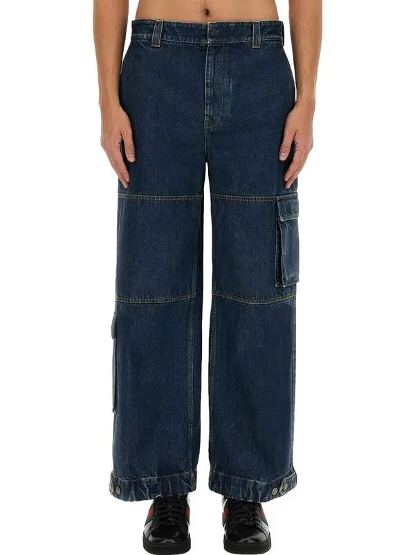 Gucci Denim Pants With Label - Blue