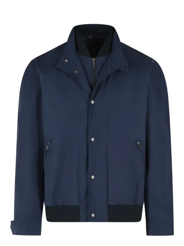 FAY Cotton And Nylon Faille Bomber Jacket - Blue