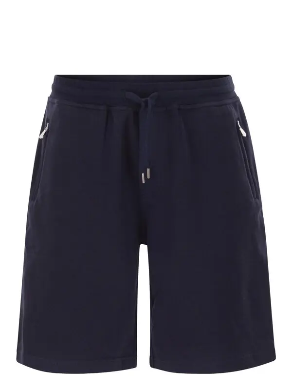 Brunello Cucinelli Techno Cotton Fleece Bermuda Shorts - Blue