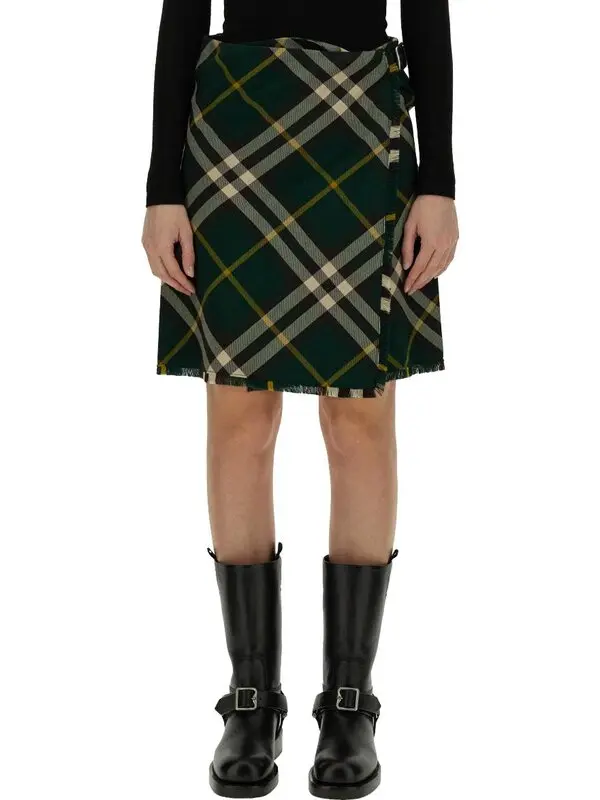 Burberry Wool Mini Skirt - Green