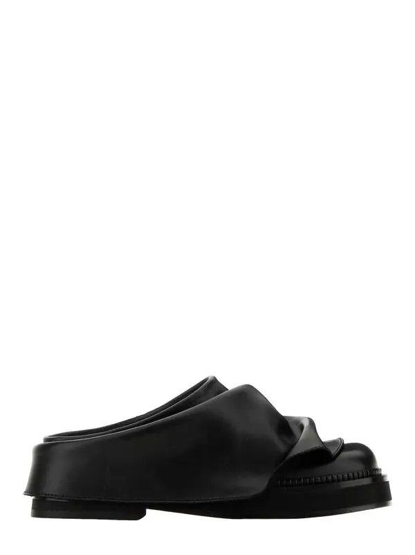 Attico Leather Mini Robin Slippers - Black