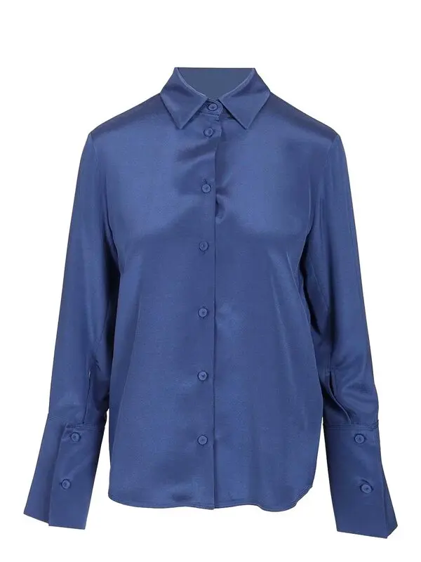 Max Mara Oversized Silk Crepe De Chine Voliera Shirt - Blue
