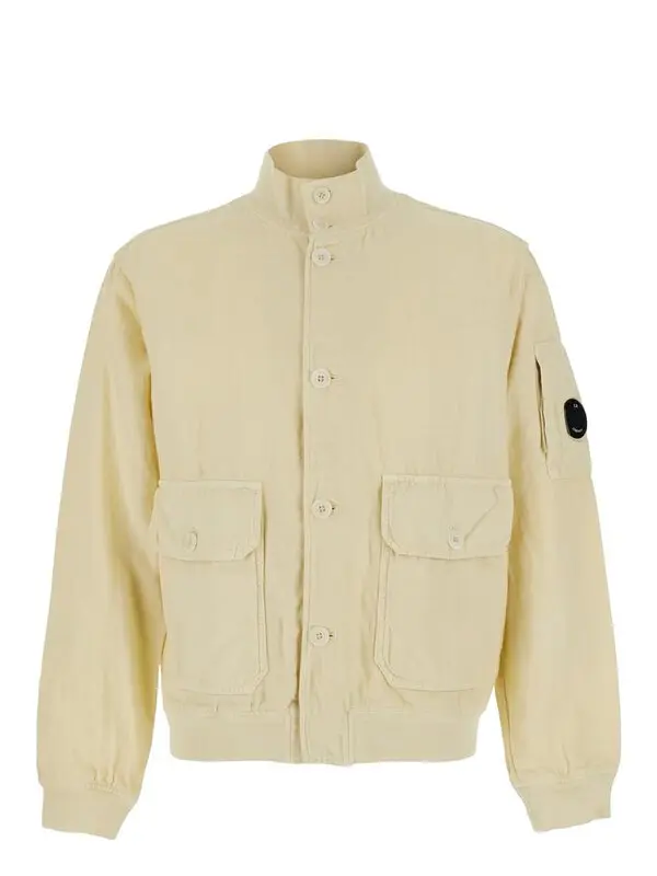 C.P. COMPANY Cotton And Linen High Collar Jacket - Multicolor