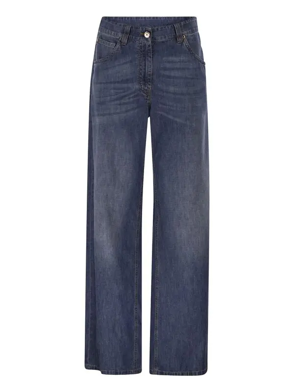 Brunello Cucinelli Wide-leg Cotton Jeans - Blue