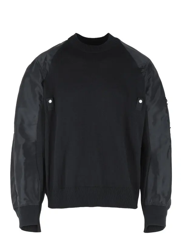 Sacai Cotton Blend Sweater - Black