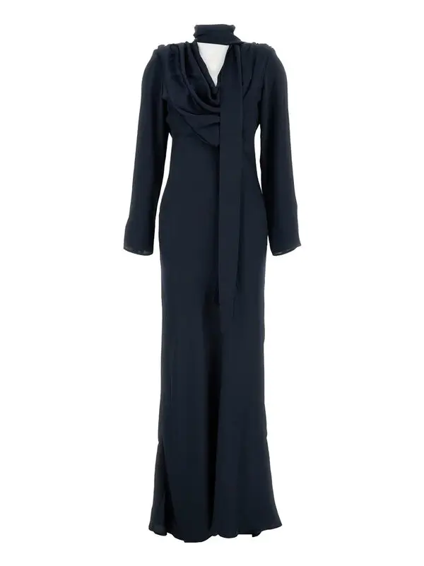 ROTATE BY BIRGER CHRISTENSEN Long Draped Satin Dress - Multicolor