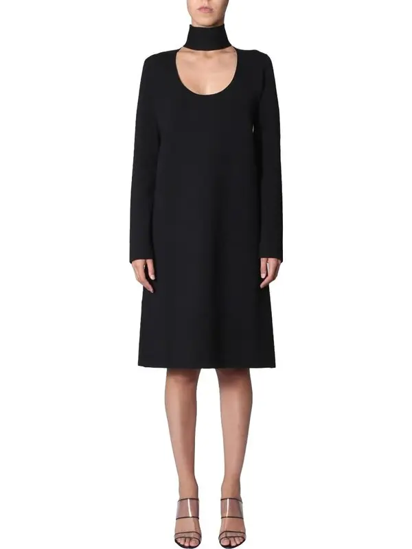 Bottega Veneta High Neck Long Sleeve Dress - Black