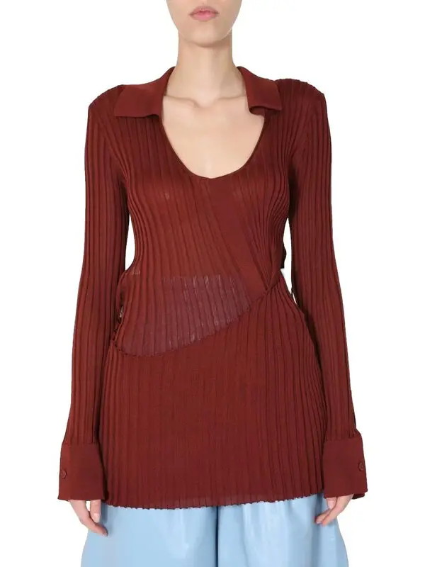 Bottega Veneta Ribbed Sweater - Orange