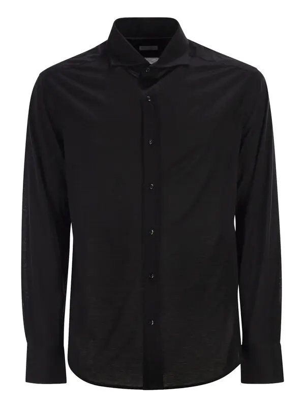 Brunello Cucinelli Silk And Cotton T-shirt Shirt - Black
