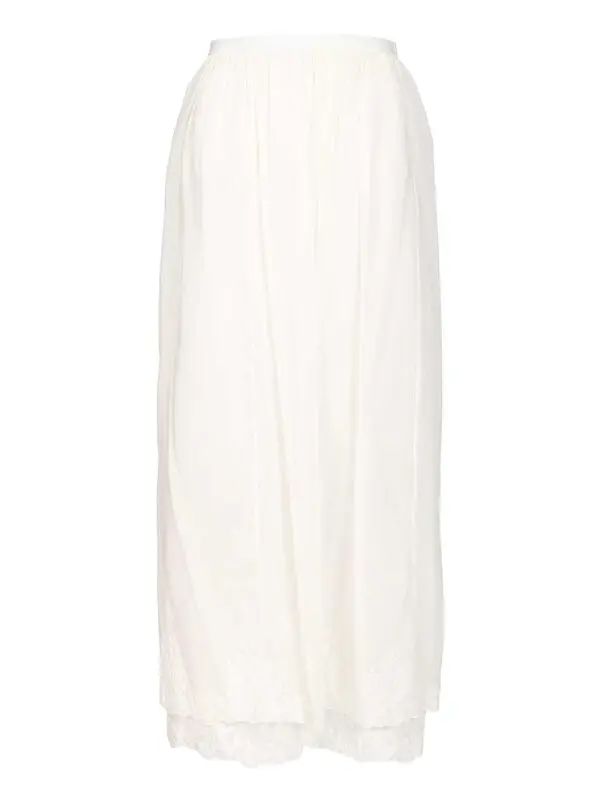 FORTE_FORTE Embroidered Voile Long Skirt - White