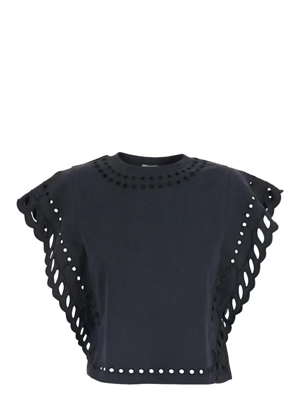Isabel Marant Étoile T-shirt 'odyle-gc' With Round Neck And Short Sleeves In Cotton For - Black