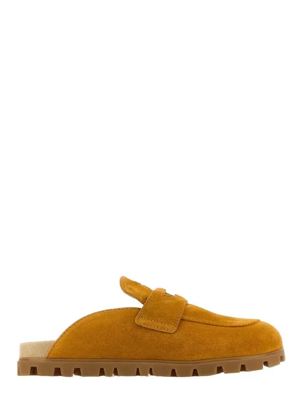 Miu Miu Suede Sabots - Brown