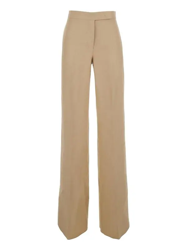 Max Mara Beige 'mxsbig' Straight Leg Pants For In Linen - Multicolor