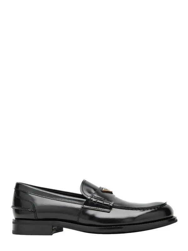 Prada Brushed Leather Moccasins - Black
