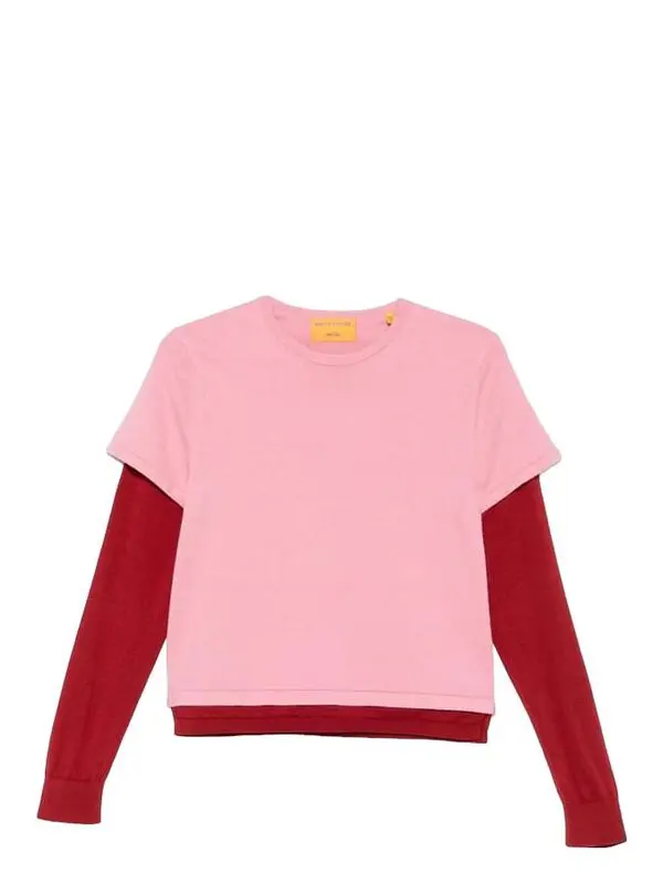 Guest In Residence Layered Effect Crew Neck Jumper - Pink