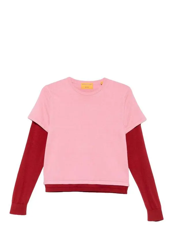 Guest In Residence Layered Effect Crew Neck Jumper - Pink
