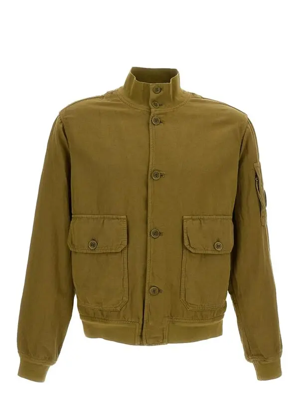 C.P. COMPANY Linen Blend Bomber Jacket - Multicolor
