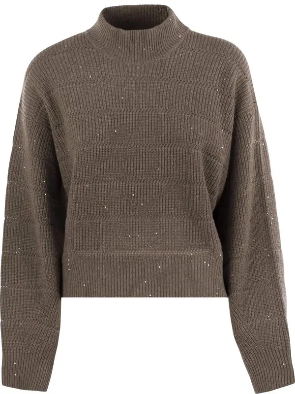 Brunello Cucinelli Cashmere And Wool Turtleneck Sweater - Brown