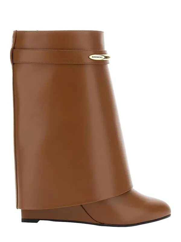 Givenchy Leather Wedge Heel Ankle Boots - Brown
