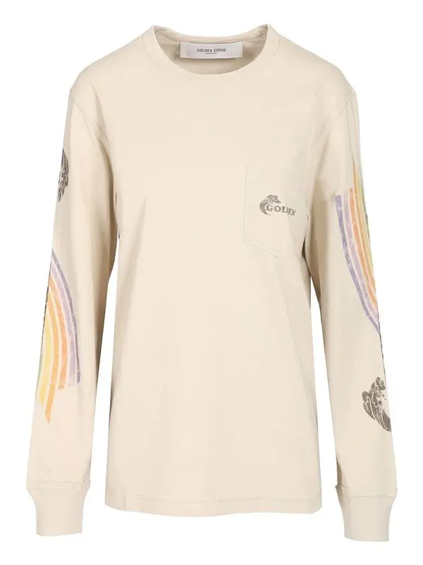 GOLDEN GOOSE Sweatshirt With Print - Cream