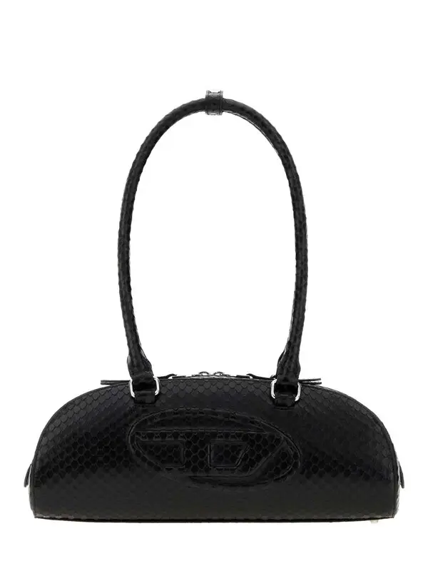 DIESEL® Leather 1dr Dome Shoulder Bag - Black