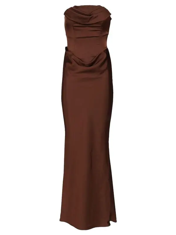 ROTATE BY BIRGER CHRISTENSEN Long Dress With Bodice - Brown